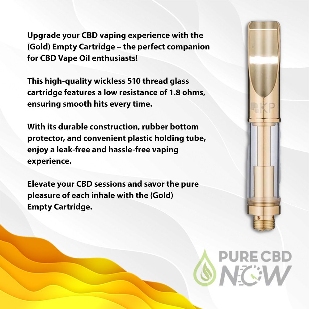 (Gold) Empty Cartridge with Wickless .5 ml 510 Thread (Glass) - Pure ...