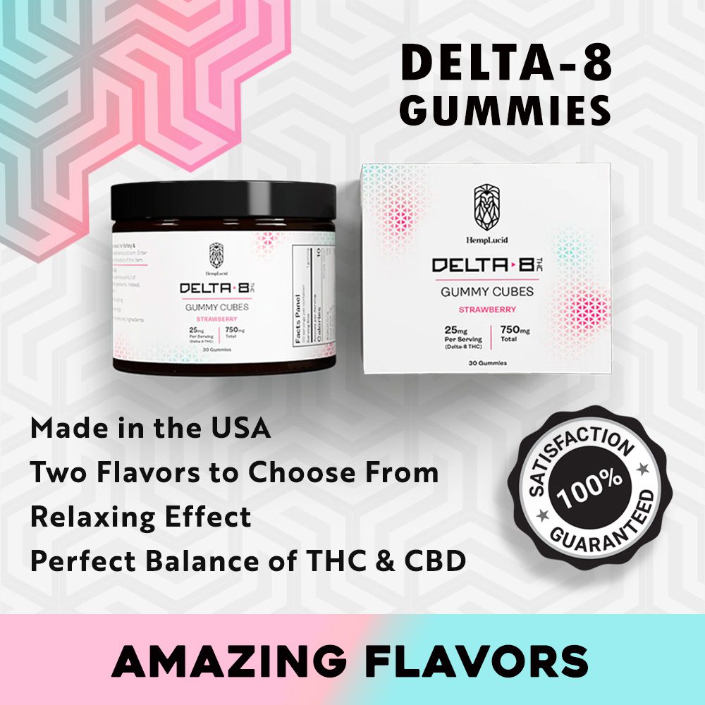 Delta 8 THC Gummy Cubes 750mg - 30 Count - Pure CBD Now